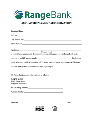 Fillable Online Automatic Payment Authorization.doc Fax Email Print - pdfFiller