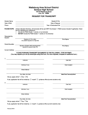 Fillable Online wattsburg Wattsburg Area School District Seneca High ...