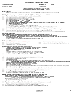 Fillable Online Correspondent Pre-Purchase Review Fax Email Print ...
