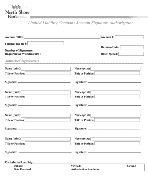 Fillable Online Limited Liability Company Account Signature ...