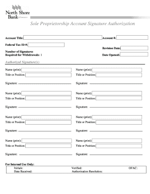 Fillable Online Sole Proprietorship Account Signature Authorization Fax Email Print - pdfFiller