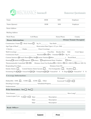 Fillable Online HO Questionnaire-Mechanics Fax Email Print - pdfFiller