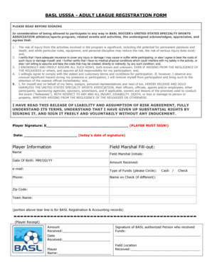 Fillable Online BASL USSSA ADULT LEAGUE REGISTRATION FORM Fax Email ...