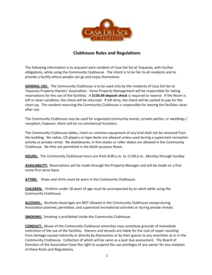 Fillable Online Clubhouse Rules and Regulations - RealTimePM Fax Email ...
