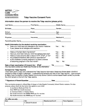 Fillable Online harding cr k12 ia Tdap Vaccine Consent Form - Harding ...