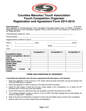 Fillable Online Touch Competition Organiser Fax Email Print - pdfFiller