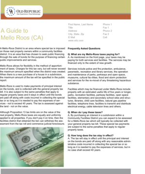 Fillable Online Mello Roos (CA) Fax Email Print - pdfFiller