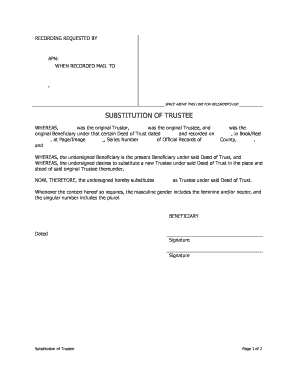 Fillable Online Substitution of Trustee - ortccom Fax Email Print - pdfFiller