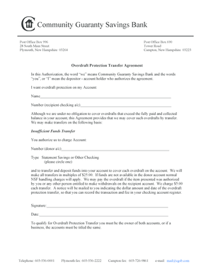 Fillable Online overdraft protection agreement.doc Fax Email Print ...