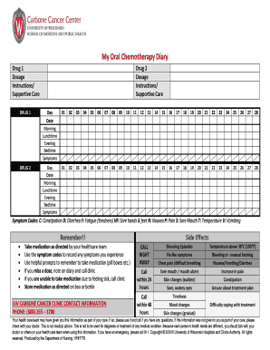 Fillable Online My Oral Chemotherapy Diary Fax Email Print - pdfFiller