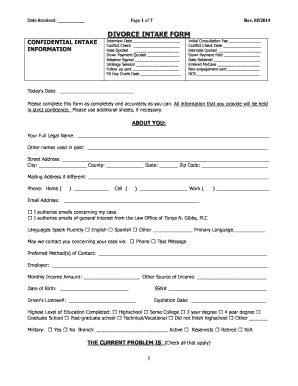 Fillable Online 052514 DIVORCE INTAKE FORM - TNG Legal Fax Email Print ...
