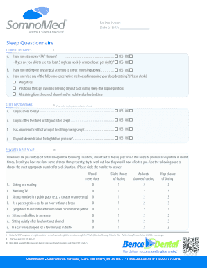 Fillable Online Sleep Questionnaire Fax Email Print - pdfFiller