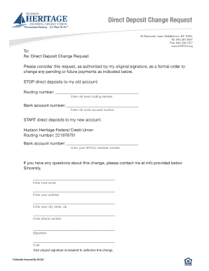 Fillable Online hhfcu Direct Deposit Change Request - hhfcuorg Fax ...
