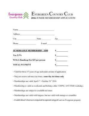 Fillable Online EVERGREEN COUNTRY LUB Fax Email Print - pdfFiller