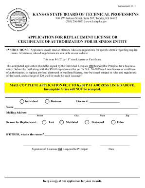 Fillable Online APPLICATION FOR REPLACEMENT LICENSE OR Fax Email Print ...