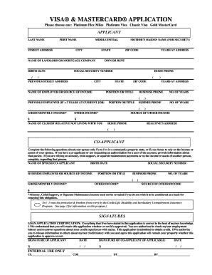 Fillable Online VISA MASTERCARD APPLICATION - usbanktexascom Fax Email ...