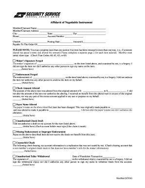 Fillable Online Affidavit of Negotiable Instrument Fax Email Print ...