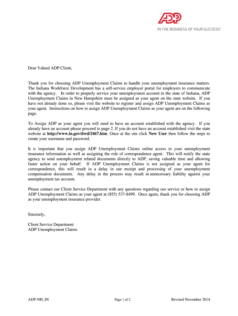 Fillable Online Dear Valued ADP Client, Thank you for choosing ADP ...