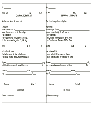 Fillable Online masonindia CLEARANCE CERTIFICATE CLEARANCE CERTIFICATE ...