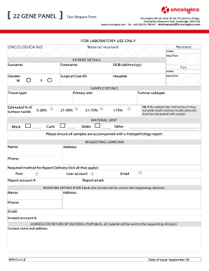 Fillable Online 22 GENE PANEL Test Request Form Fax Email Print - pdfFiller