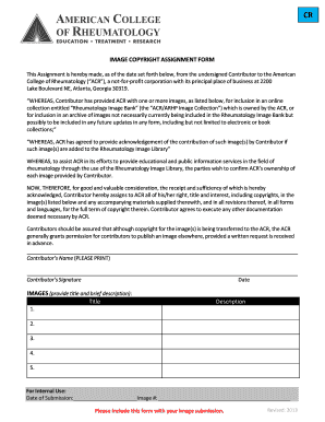 Fillable Online rheumatology IMAGE COPYRIGHT ASSIGNMENT FORM Fax Email ...