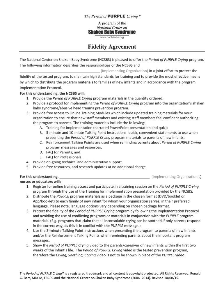 Fillable Online dontshake Fidelity Agreement - dontshakeorg Fax Email Print - pdfFiller