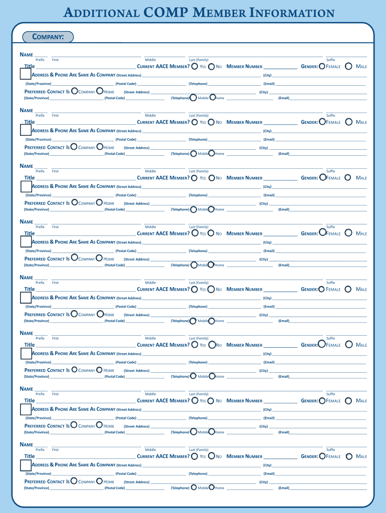 Fillable Online aacei Additional COMP Member Information Form Fax Email ...