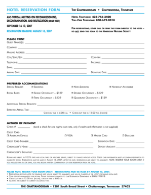 Fillable Online ans HOTEL RESERVATION FORM THE CHATTANOOGAN CHATTANOOGA ...
