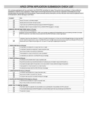 Fillable Online apics APICS CFPIM APPLICATION SUBMISSION CHECK LIST Fax ...