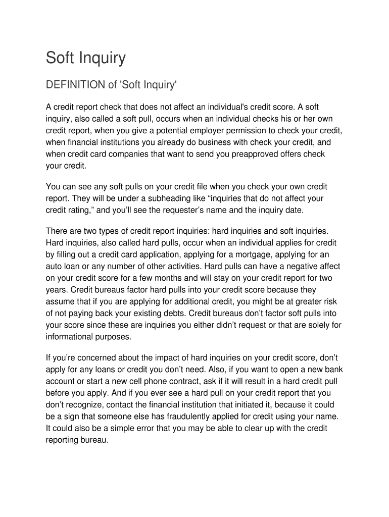 Fillable Online Soft Inquiry Fax Email Print - pdfFiller