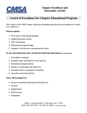 Fillable Online cmsa Award of Excellence for Chapter Educational ...
