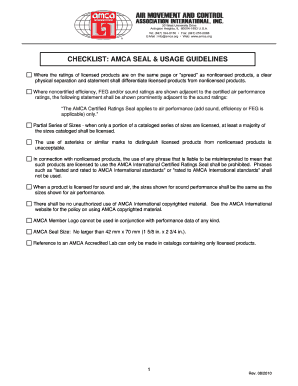 Fillable Online amca CHECKLIST AMCA SEAL USAGE GUIDELINES Fax Email ...