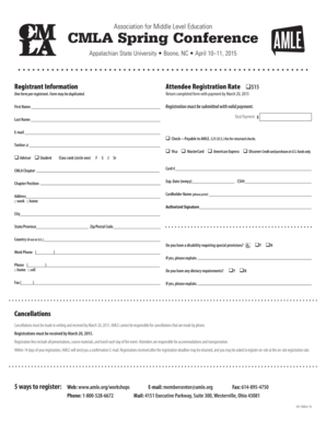 Fillable Online amle CMLA Spring Conference - amle Fax Email Print ...