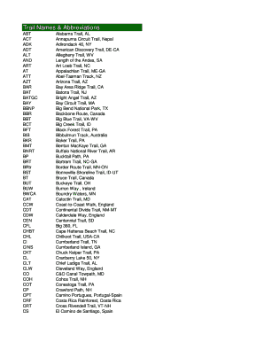 Fillable Online Trail Names & Abbreviations Fax Email Print - pdfFiller
