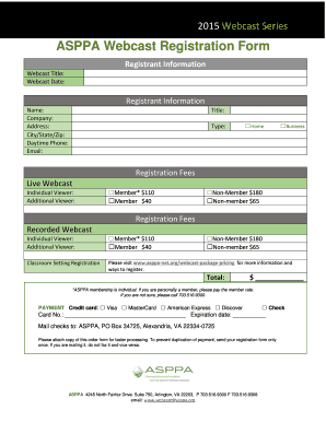 Fillable Online asppa ASPPA Webcast Registration Form Fax Email Print ...