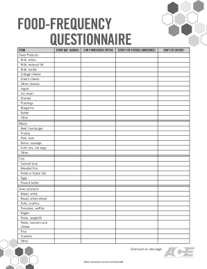 Fillable Online acefitness FooD-freQUenCY QUestIonnAIre - acefitnessorg ...