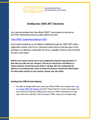 Fillable Online Sending Your TOEFL iBT Test Scores Fax Email Print ...