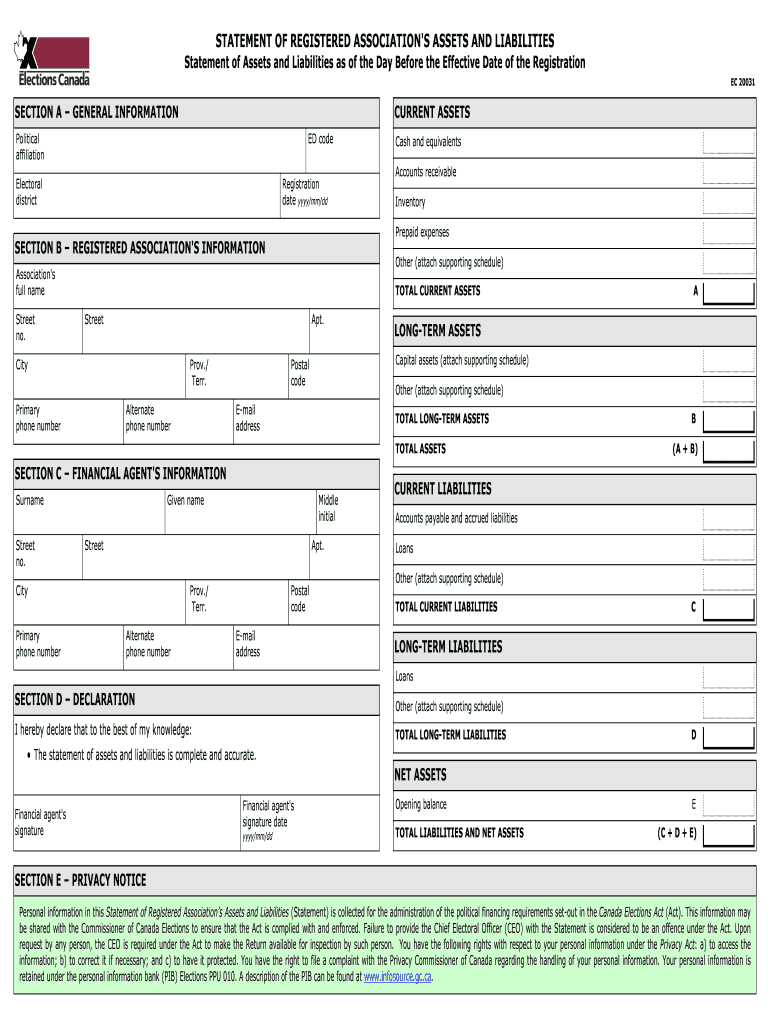 Fillable Online STATEMENT OF REGISTERED ASSOCIATIONS ASSETS AND ...