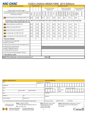 Fillable Online nrc-cnrc gc CODES CANADA ORDER FORM 2015 Editions Fax ...