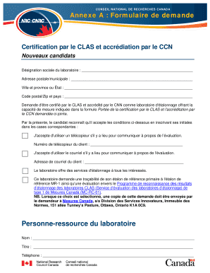 Remplissable En Ligne nrc-cnrc gc Annexe A Formulaire de demande Fax ...