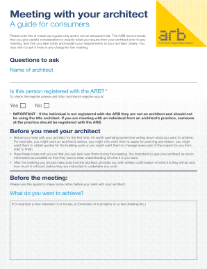 Fillable Online arb org Meeting with your architect - Architects ...