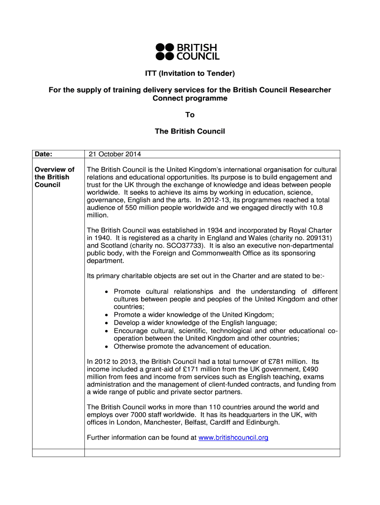 Fillable Online ITT (Invitation to Tender) Fax Email Print - pdfFiller