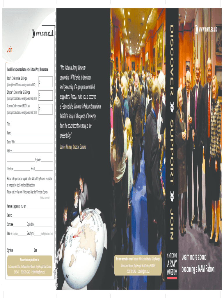 Fillable Online nam ac Join - National Army Museum - nam ac Fax Email ...