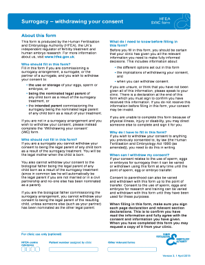 Fillable Online Surrogacy withdrawing your consent HFEA SWC form Fax ...
