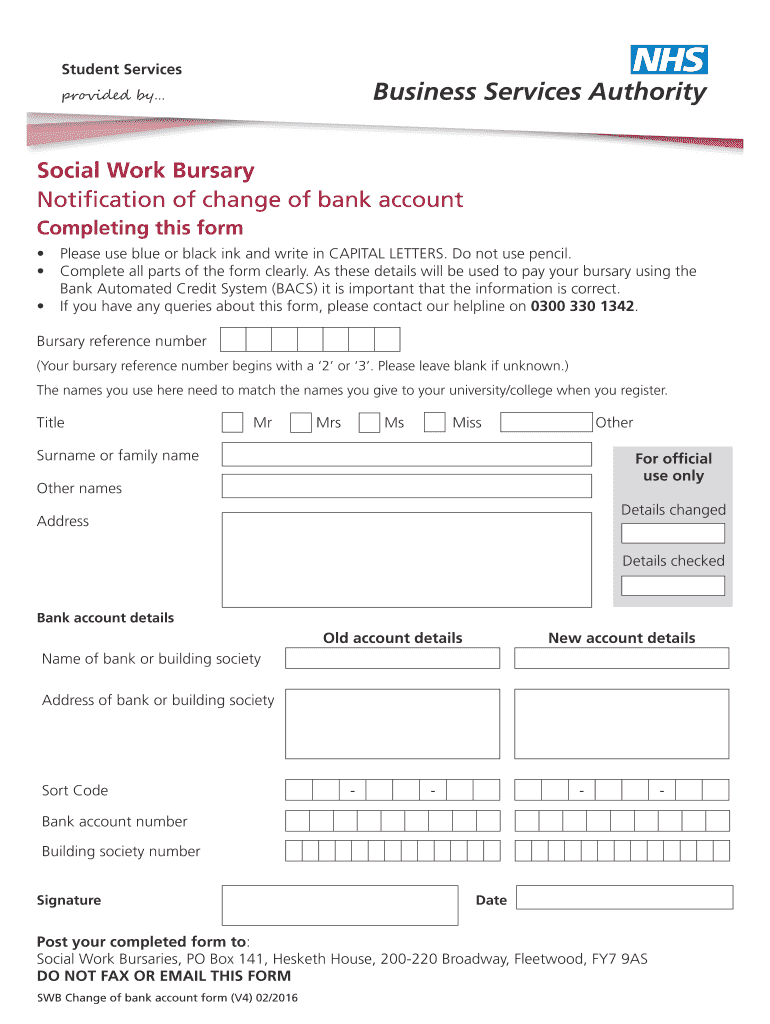 Fillable Online Notification of change of bank account Fax Email Print ...