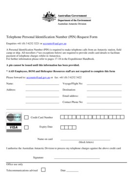 Fillable Online antarctica gov Telephone Personal Identification Number ...