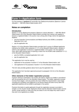Fillable Online acma gov Form 1 Application form - acmagovau - acma gov ...