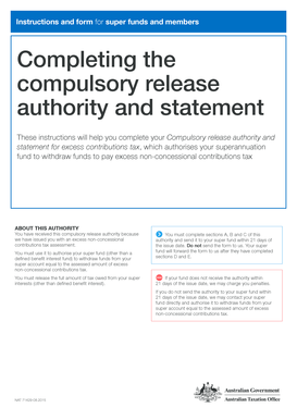 Fillable Online ato gov Completing the compulsory release authority and ...