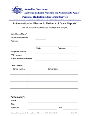 Fillable Online arpansa gov Authorisation for Electronic Delivery of ...