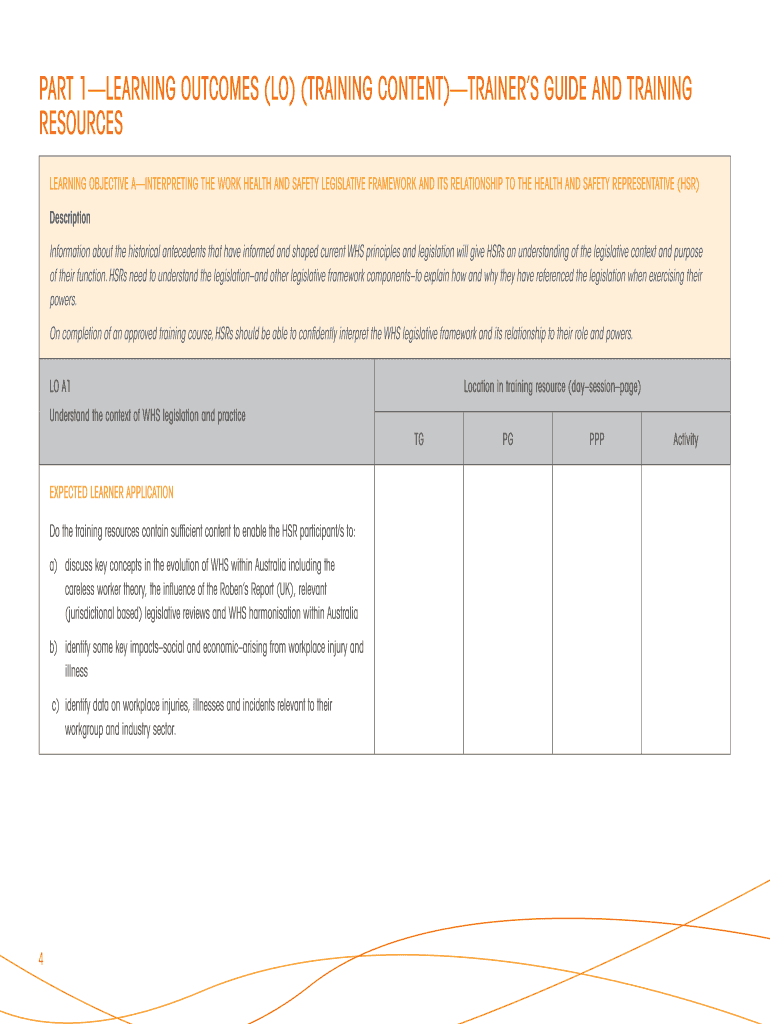 Fillable Online HSR Training course - Comcare Fax Email Print - pdfFiller